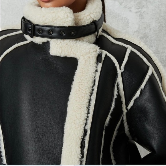 Missguided | Jackets & Coats | Missguided Premium Borg Belted Aviator ...